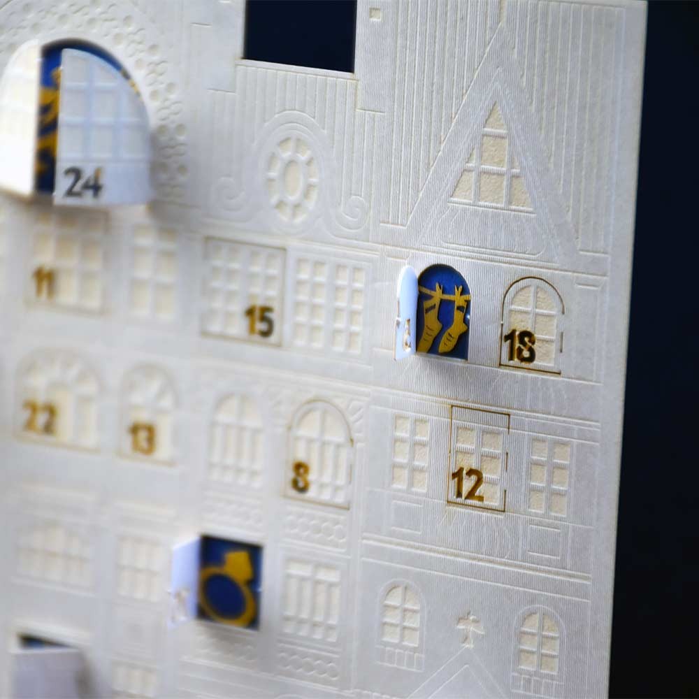 Advent calendar greeting card - White & Blue