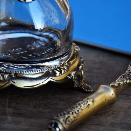 Encrier romantique en verre et étain naturel
