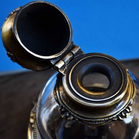 Encrier romantique en verre et étain naturel