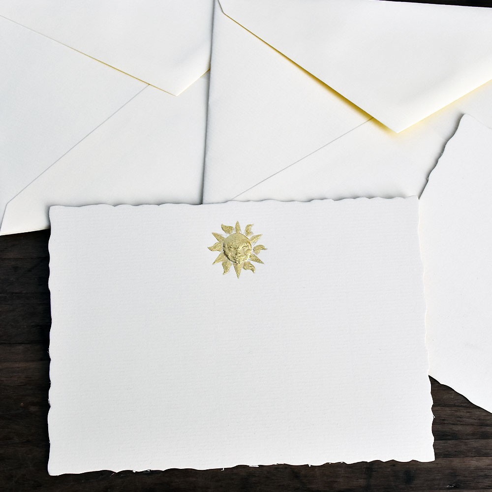 5 Vintage hand embossed cards with matching envelopes