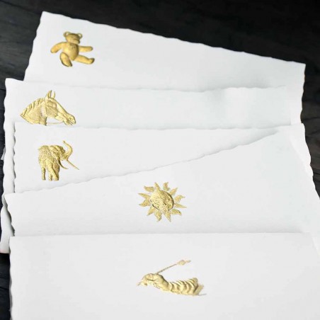 5 Vintage hand embossed cards with matching envelopes