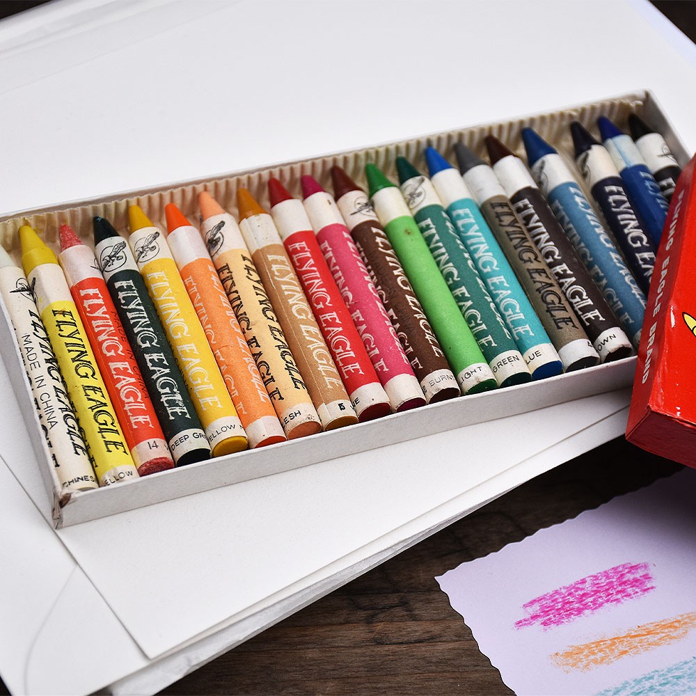 Boite ancienne de 20 crayons de cire Flying Eagle